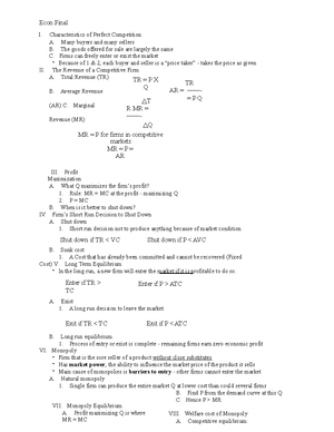 Microeconomics Chapter 12 Summary - In perfect competition, many firms ...