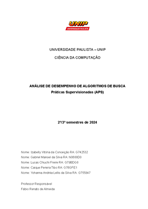 APS pronto - APS - UNIP UNIVERSIDADE PAULISTA DIREITO Alef Souza Silva Fabiane de Souza Groza ...