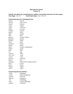 Medical Terminology Notes - Chapter 5 notes - Chapter 5 ...
