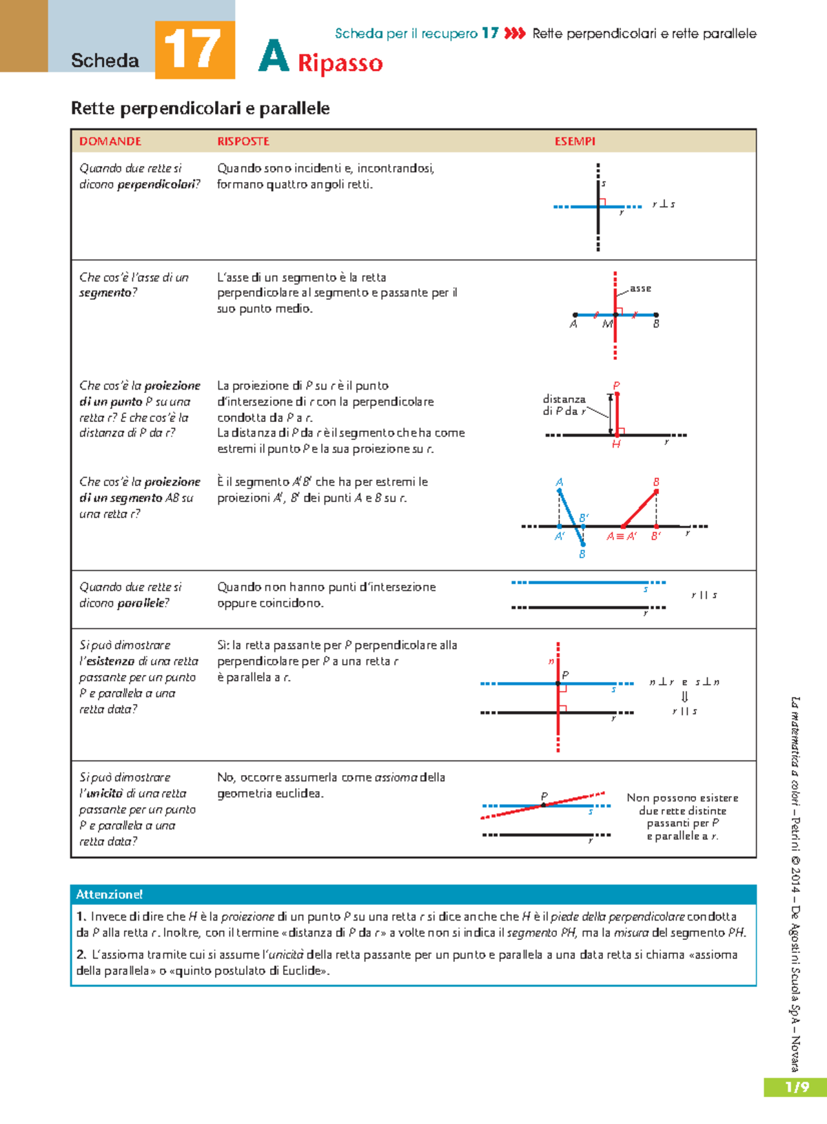 Vol1 blu rec 17 matematica teoria anno 3, - Rette perpendicolari e parallele DOMANDE RISPOSTE ...