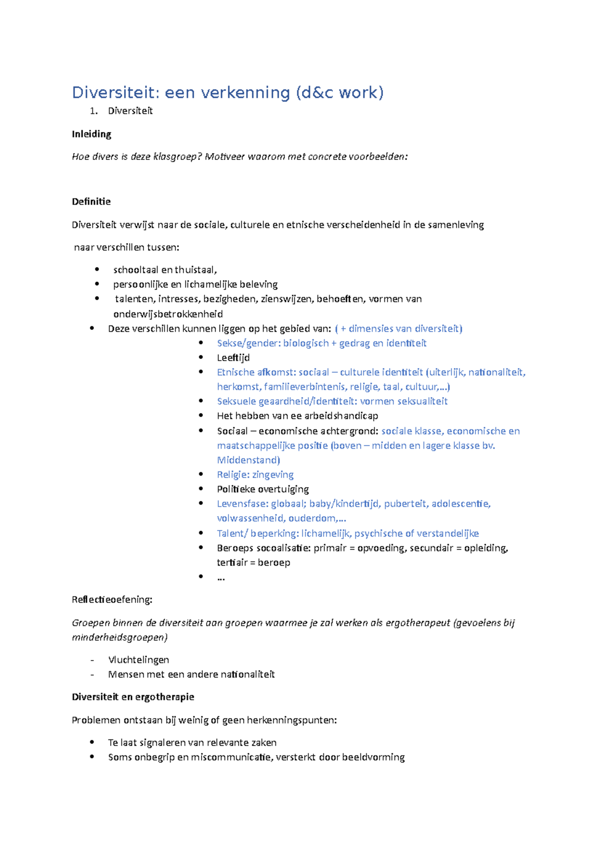 Samenvatting diversiteit - Diversiteit: een verkenning work) 1. Diversiteit Inleiding Hoe divers ...