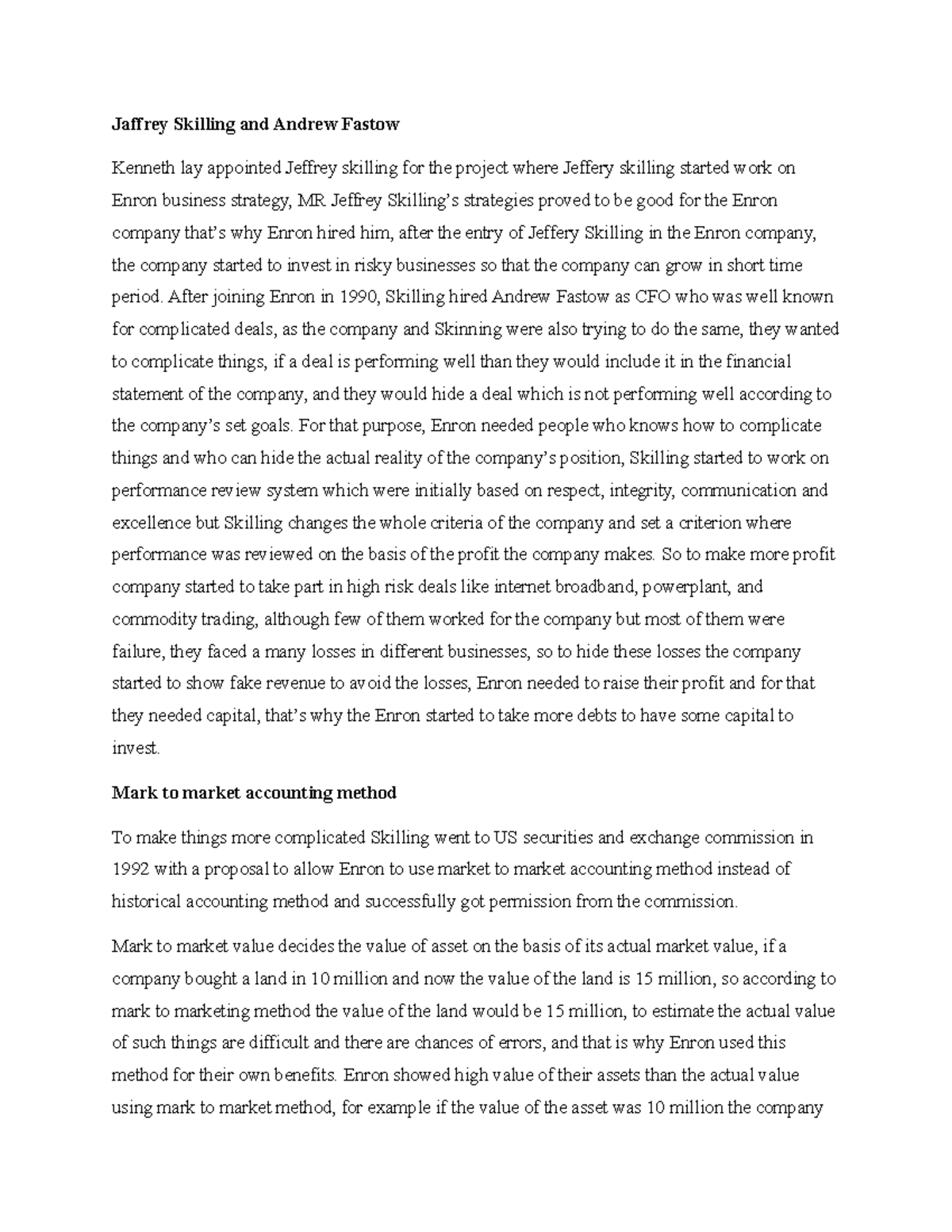 Jaffrey Skilling and Andrew Fastow the down fall of enron - Jaffrey ...