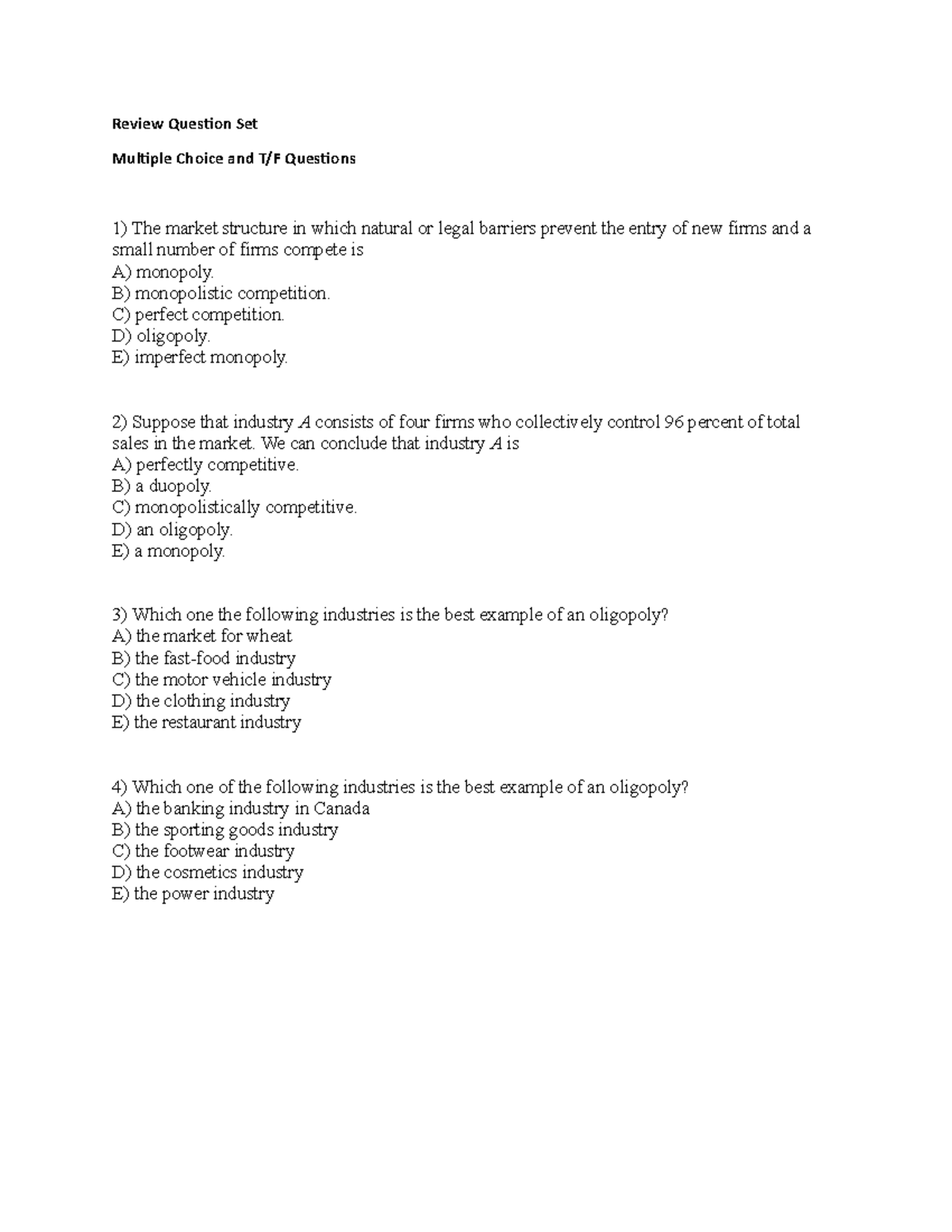 Review Question Set Student Version - Review Question Set Multiple ...