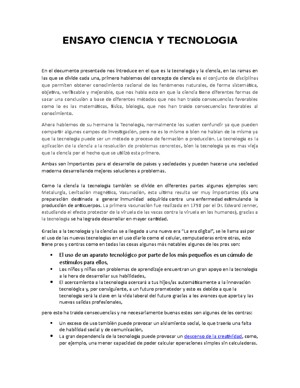 Ensayo Ciencia Y Tecnologia salgado ángel yael - ENSAYO CIENCIA Y ...