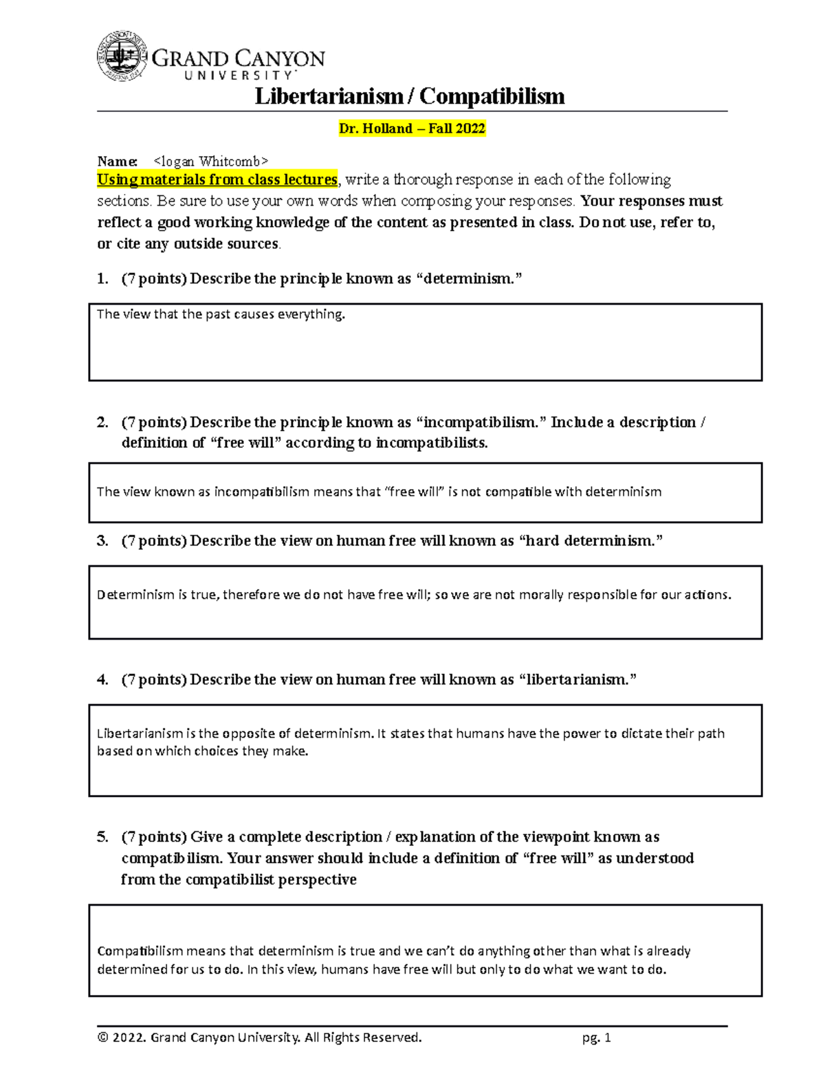 T5-Libertarianism Compatibilism Worksheet Holland FA22 REV ...