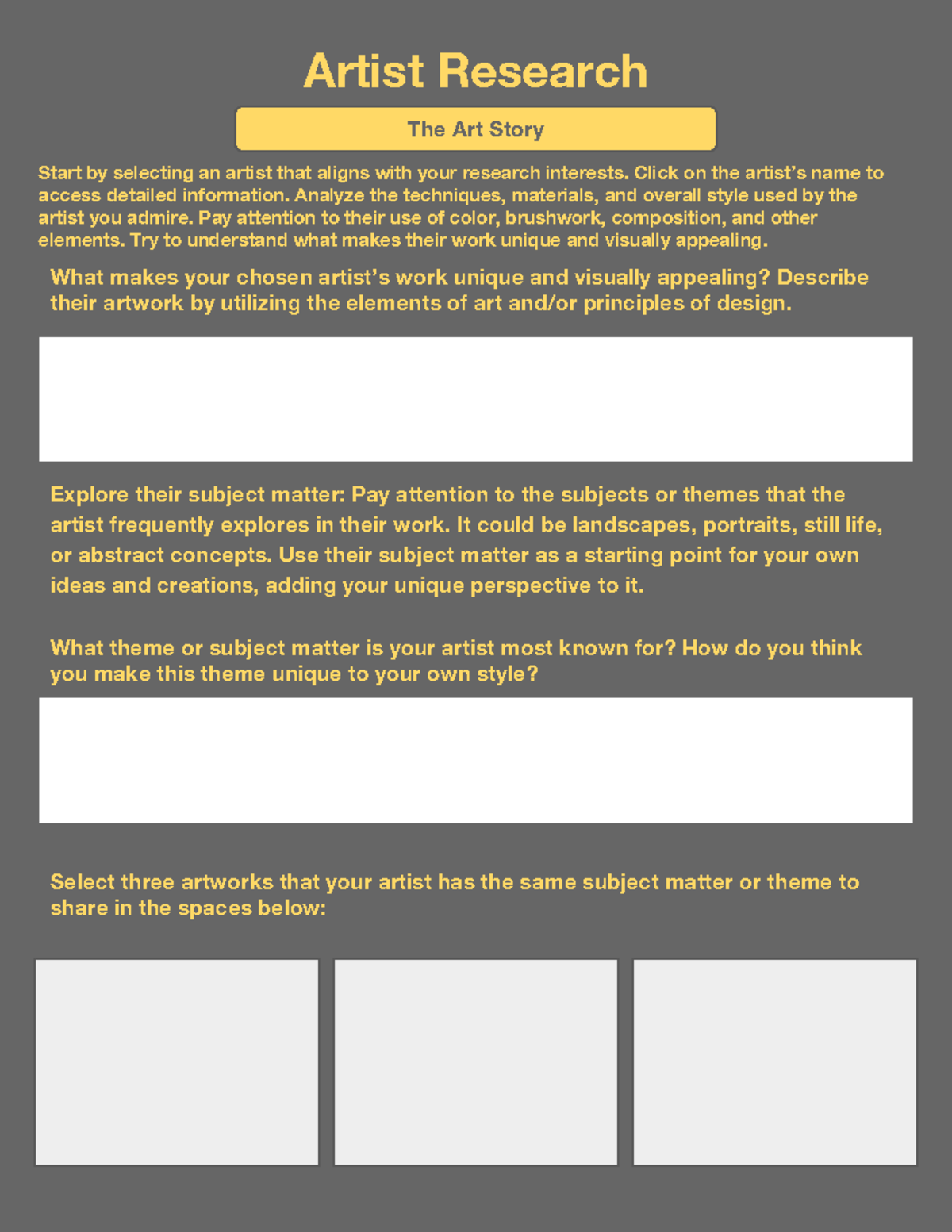 Artist Research - good information - Artist Research Start by selecting ...