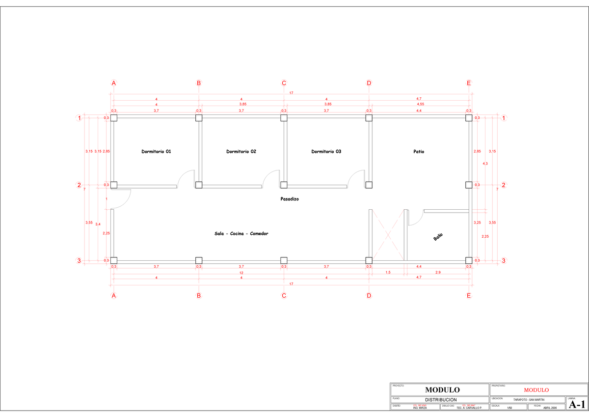 Plano 2 - hollaaa - A B C D E 1 2 3 A B C D E 1 2 3 Dormitorio 01 ...
