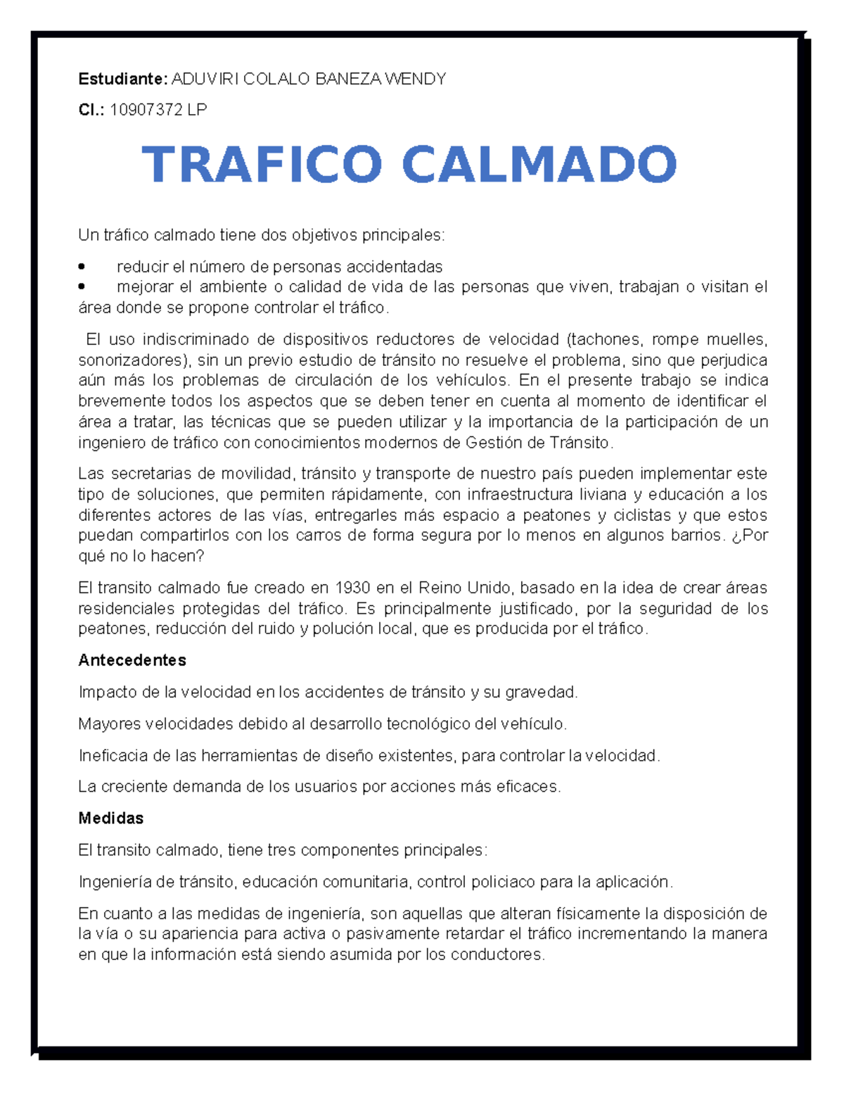 Trafico Calmado - Procedimiento para la resolución de ejercicios ...