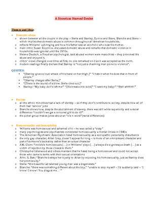 Essay PLAN Stanley - streetcar - ESSAY PLAN: How does Williams present ...