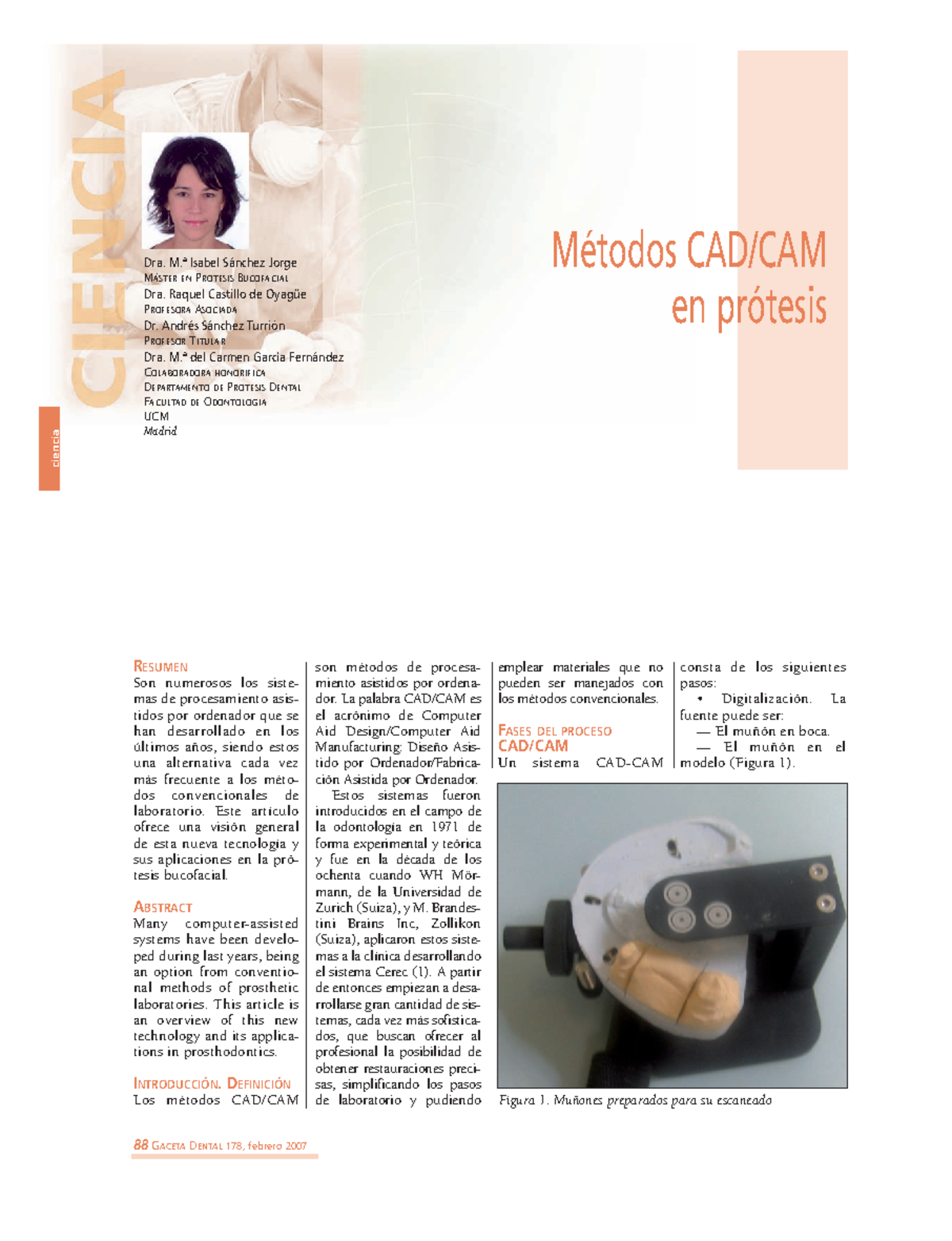 178 Ciencia Cad Cam protesis - RESUMEN Son numerosos los siste- mas de ...
