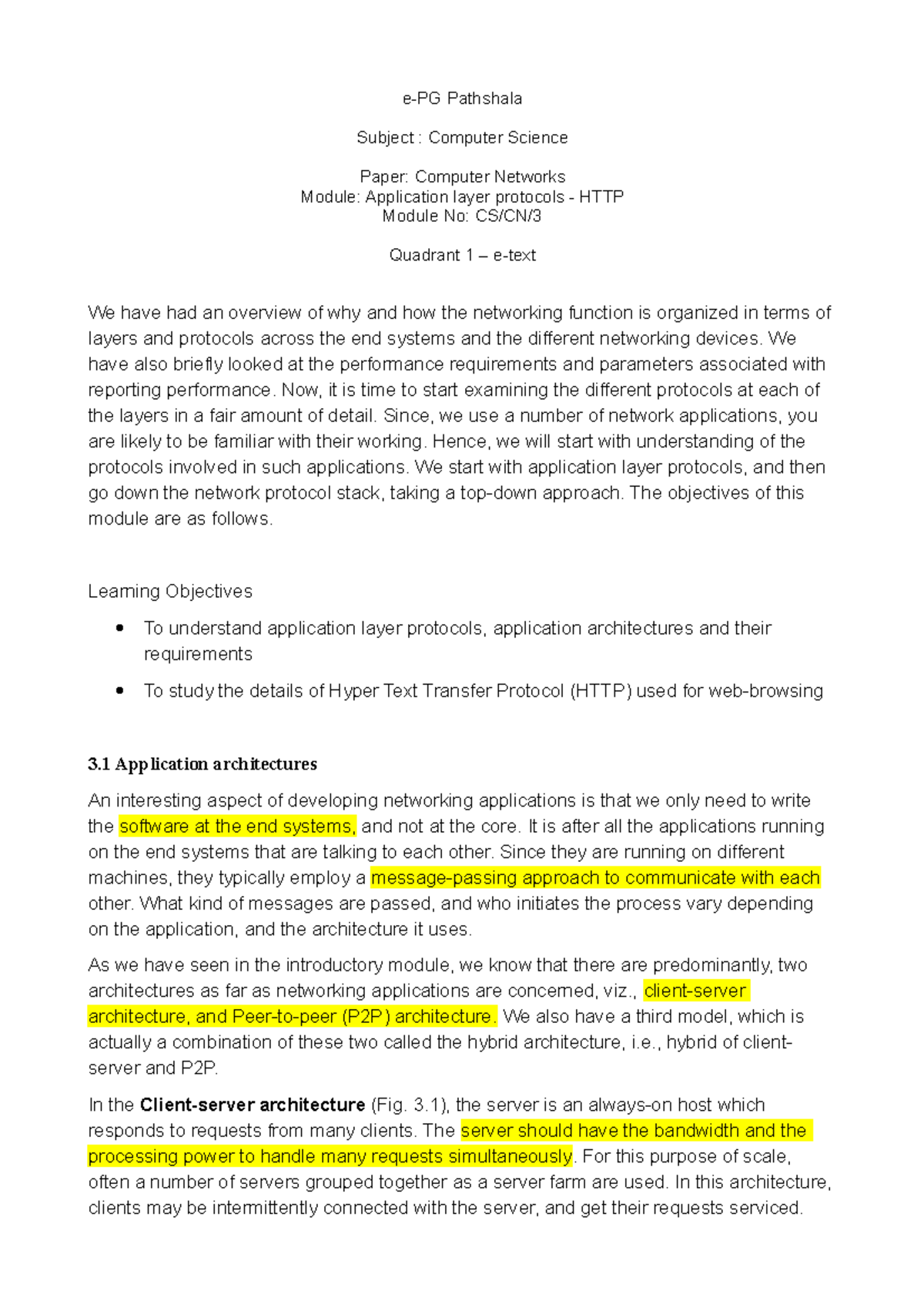 Computer Networks mod3HTTP1 Q1 etext - e-PG Pathshala Subject : Computer Science Paper: Computer ...
