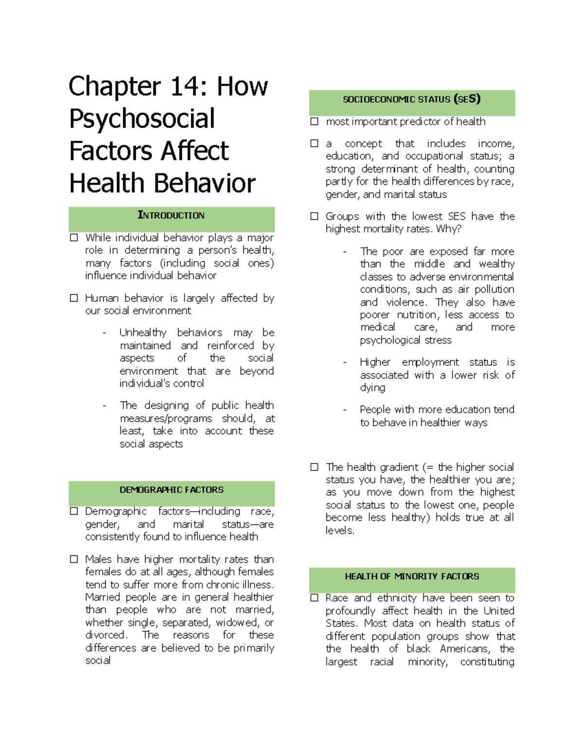 Community and Public Health Chapter 14 How Psychosocial Factors Affect ...