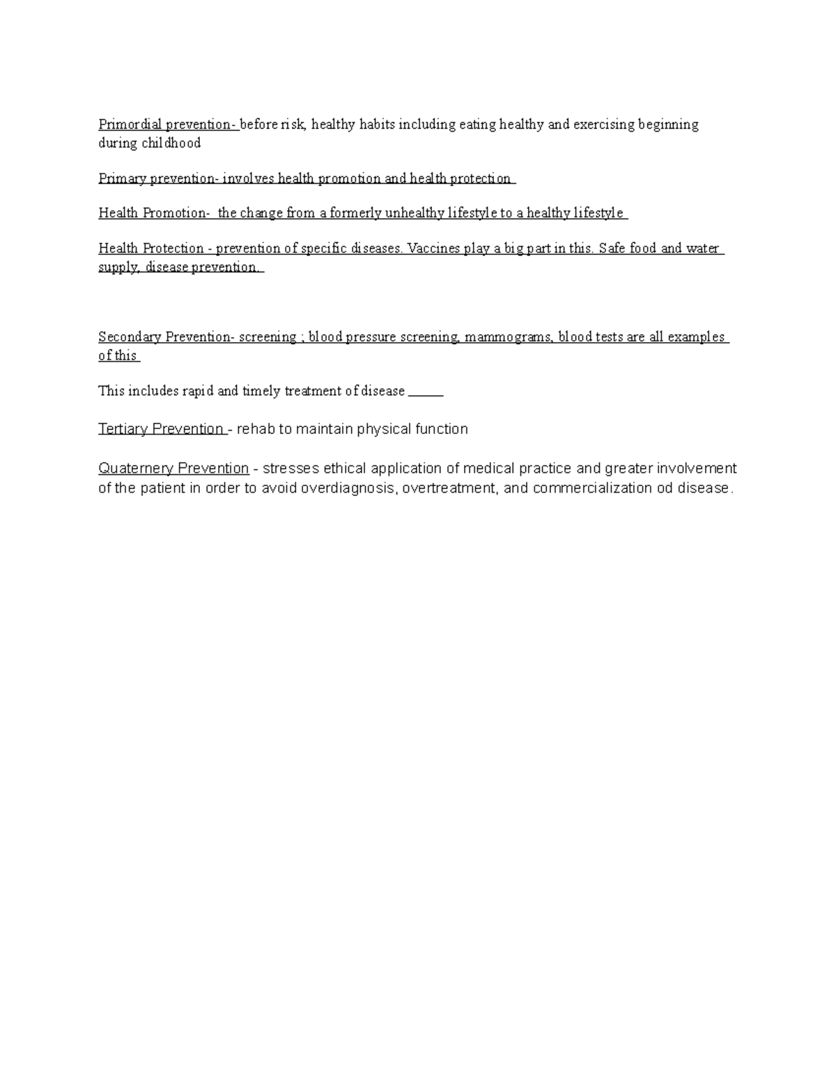 Health ethics notes - Primordial prevention- before risk, healthy ...