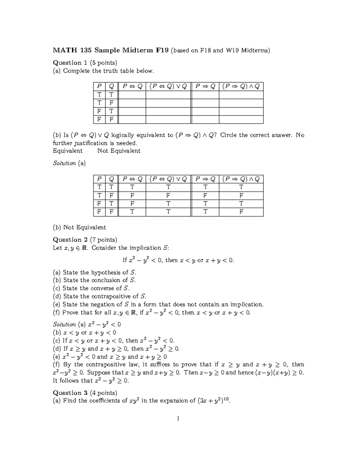 Midterm September 2019, questions - MATH 135 Sample Midterm F19(based ...