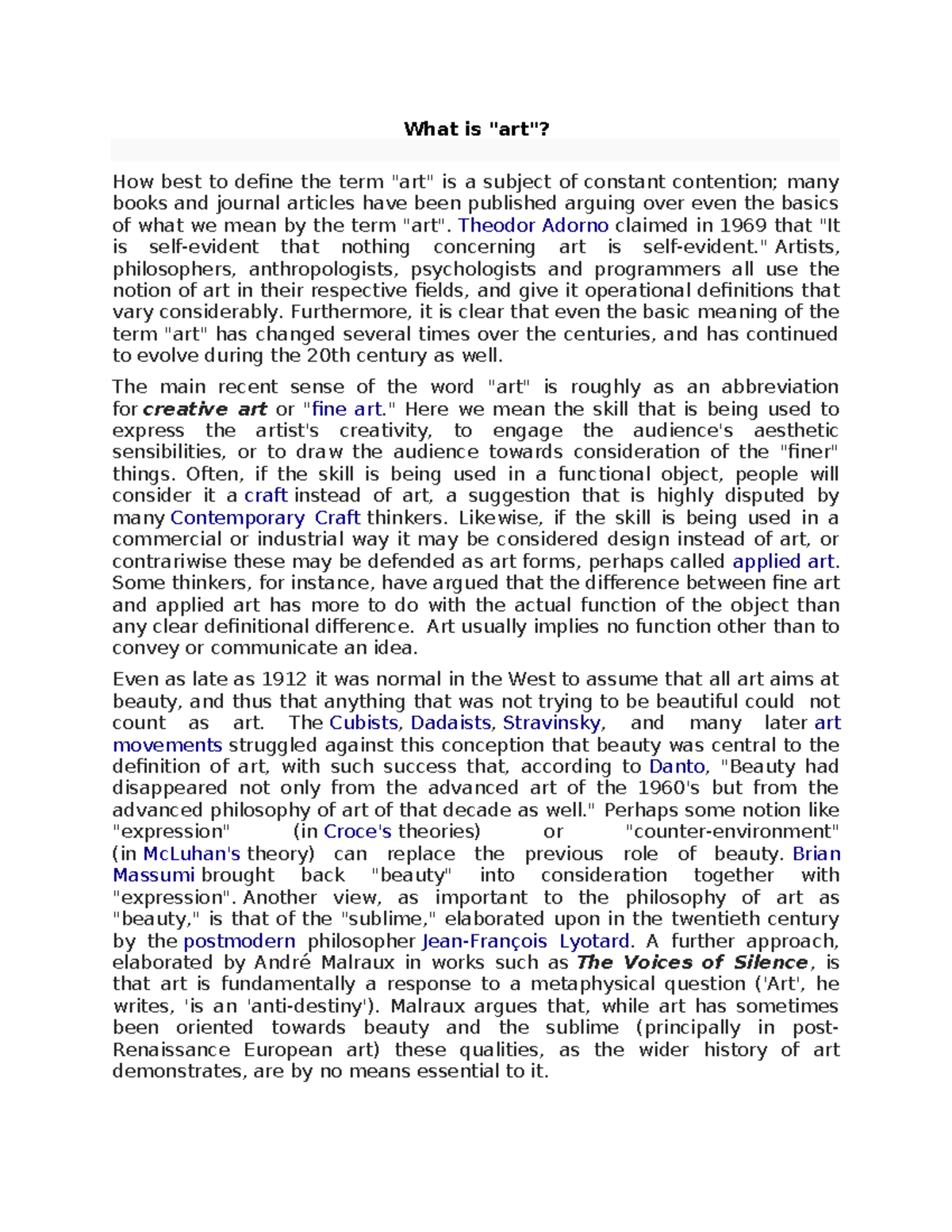 Whatis Art - .... - What is "art"? How best to define the term "art" is ...