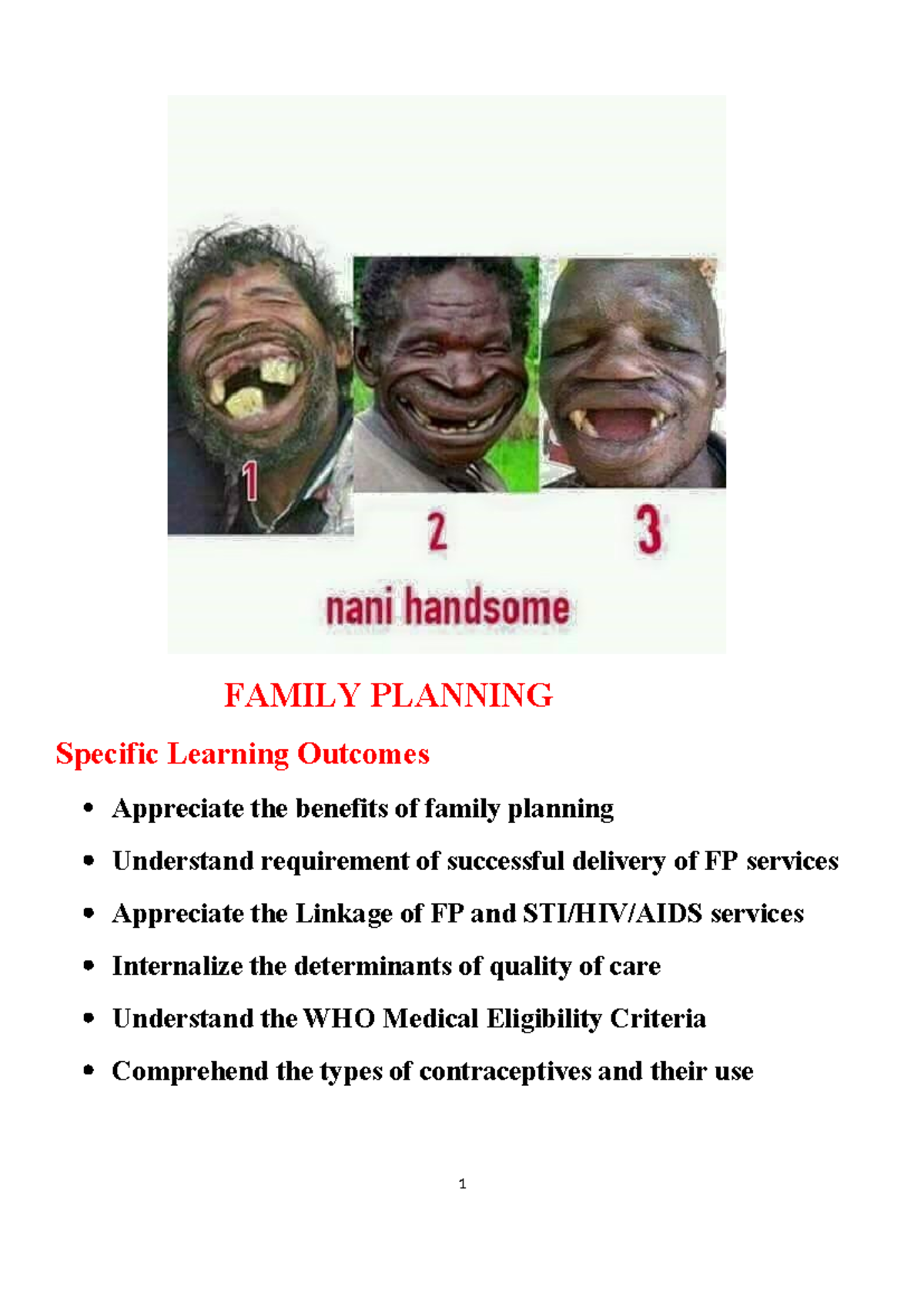 Scope OF Family Planning Service - FAMILY PLANNING Specific Learning ...
