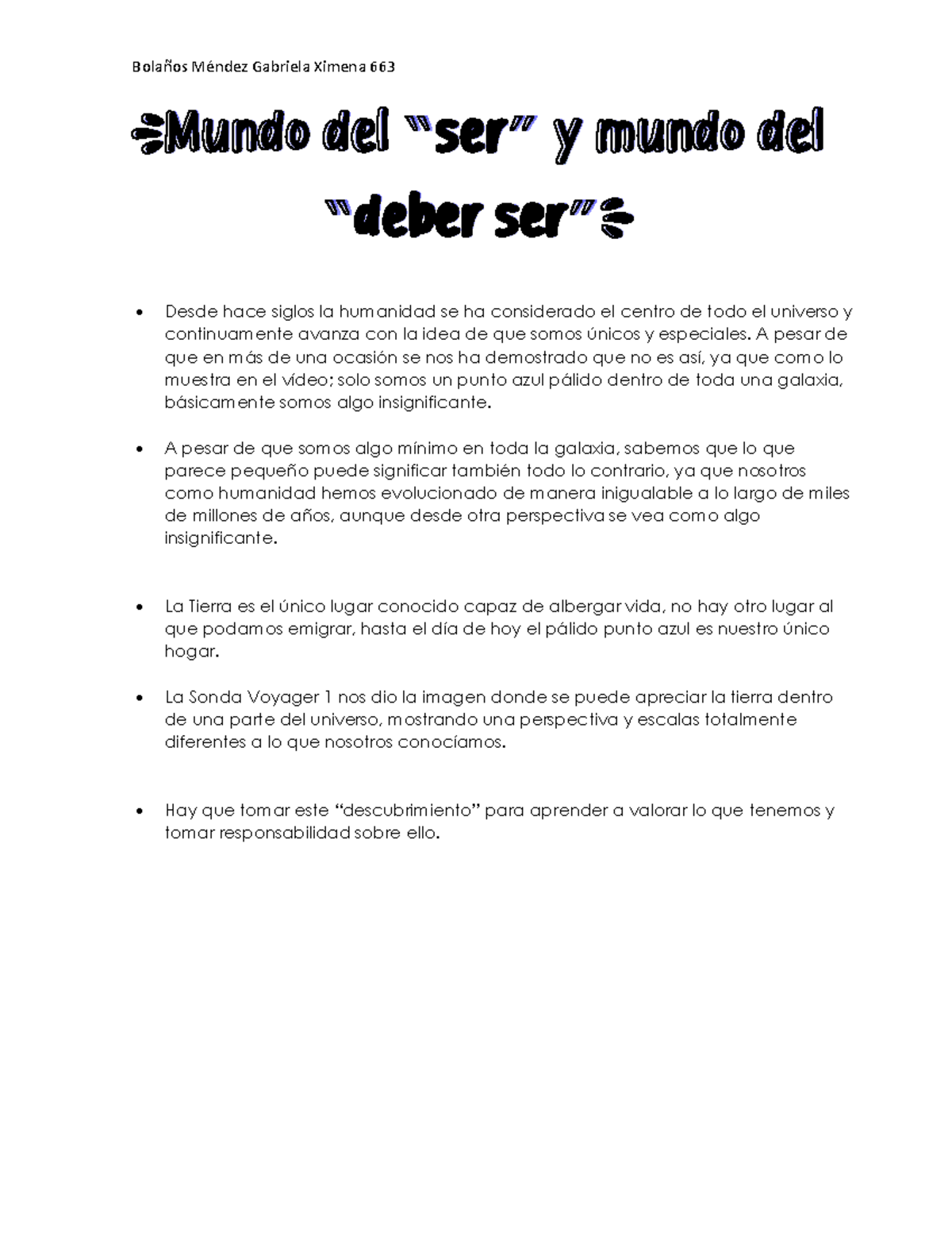 Tarea 1 - Mundo del ser y del deber ser - Bolaños Méndez Gabriela ...