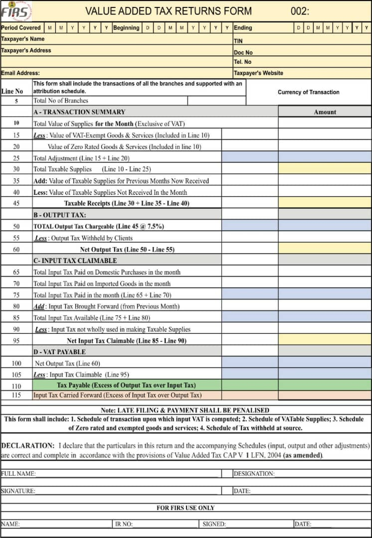 COMPUTER SYSTEMS COMPUTATION OF VAT TAX - Computer Science - YABATECH ...