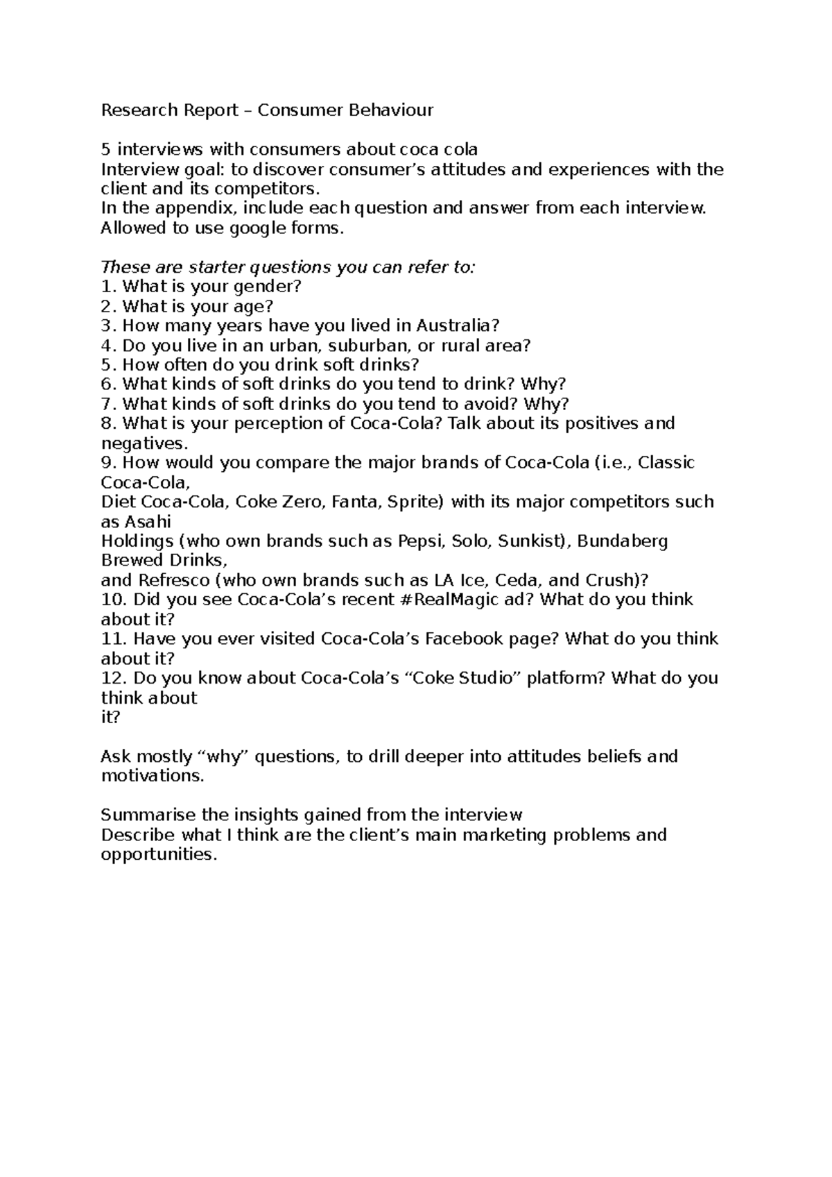 aSDSdsa DAS fa FS f - Research Report – Consumer Behaviour 5 interviews ...