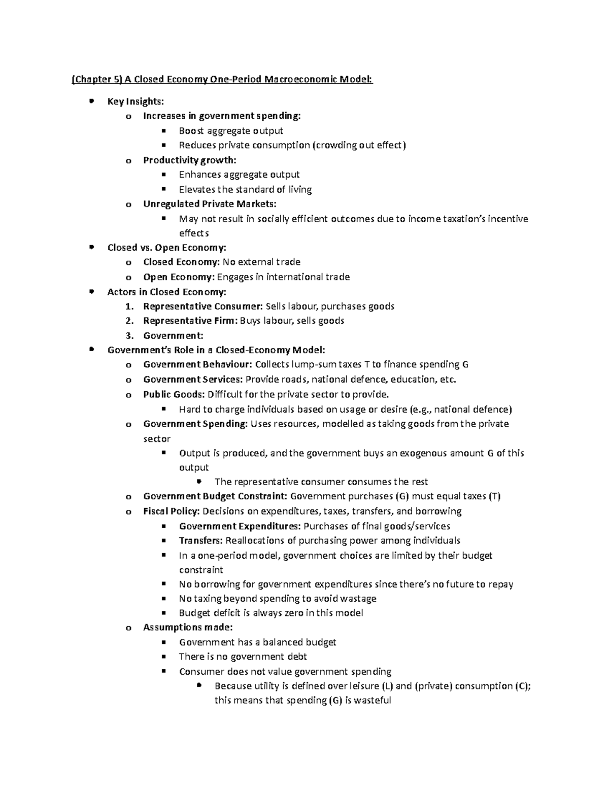 2152 - Chapter 5 - Lecture notes - (Chapter 5) A Closed Economy One ...