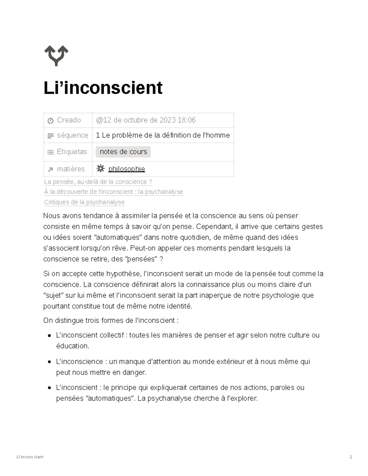 La notion de l'inconscient - Li’inconscient Creado séquence 1 Le ...