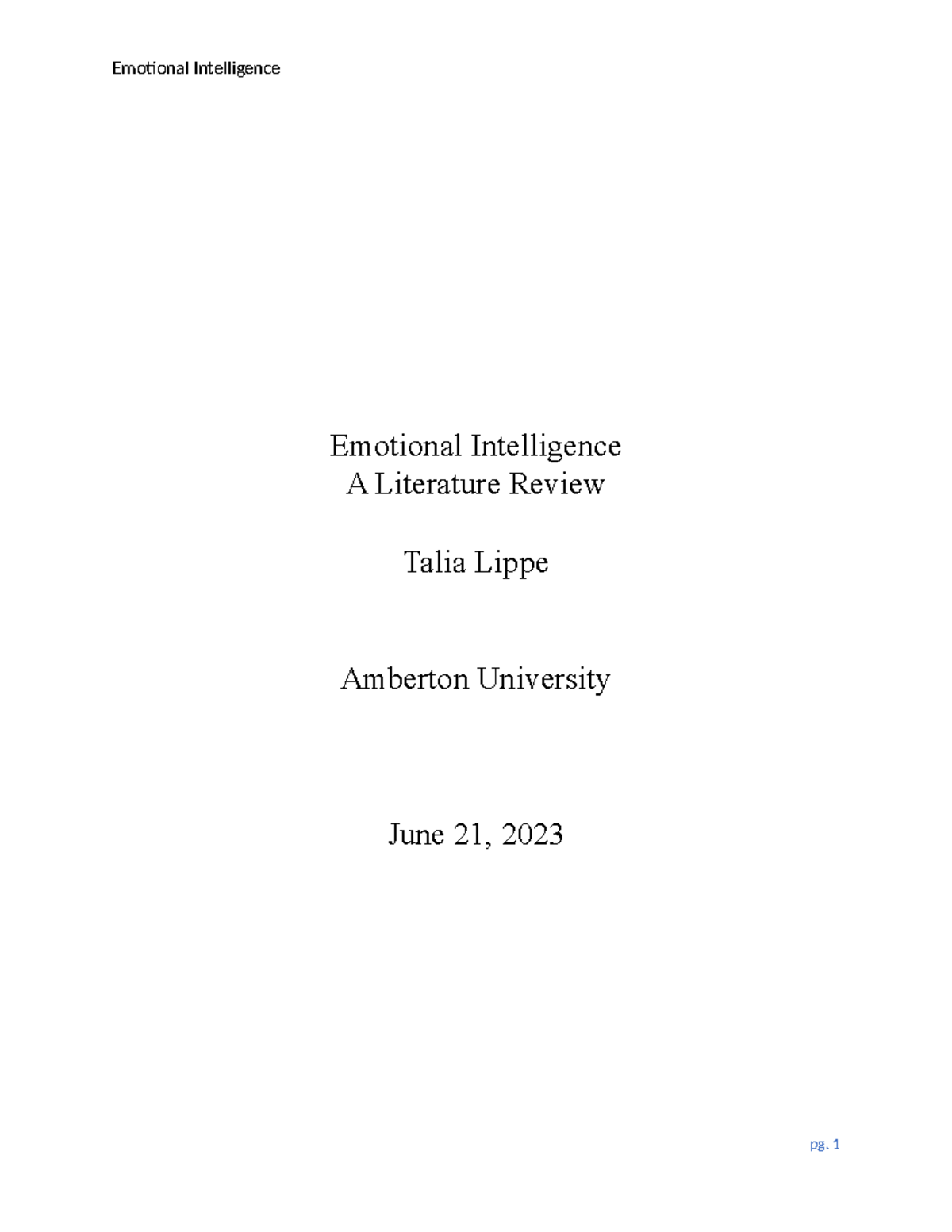 Literature review paper on emotional intelligence - Emotional ...