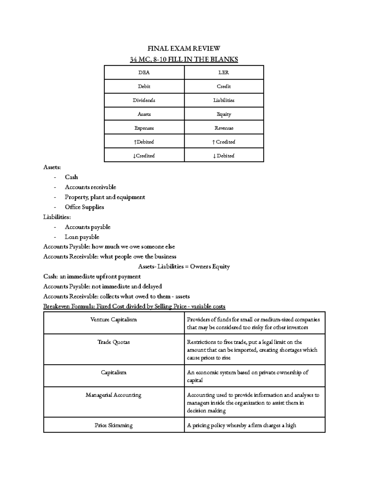 Exam Review ( Finance) - This document includes the financial equations ...