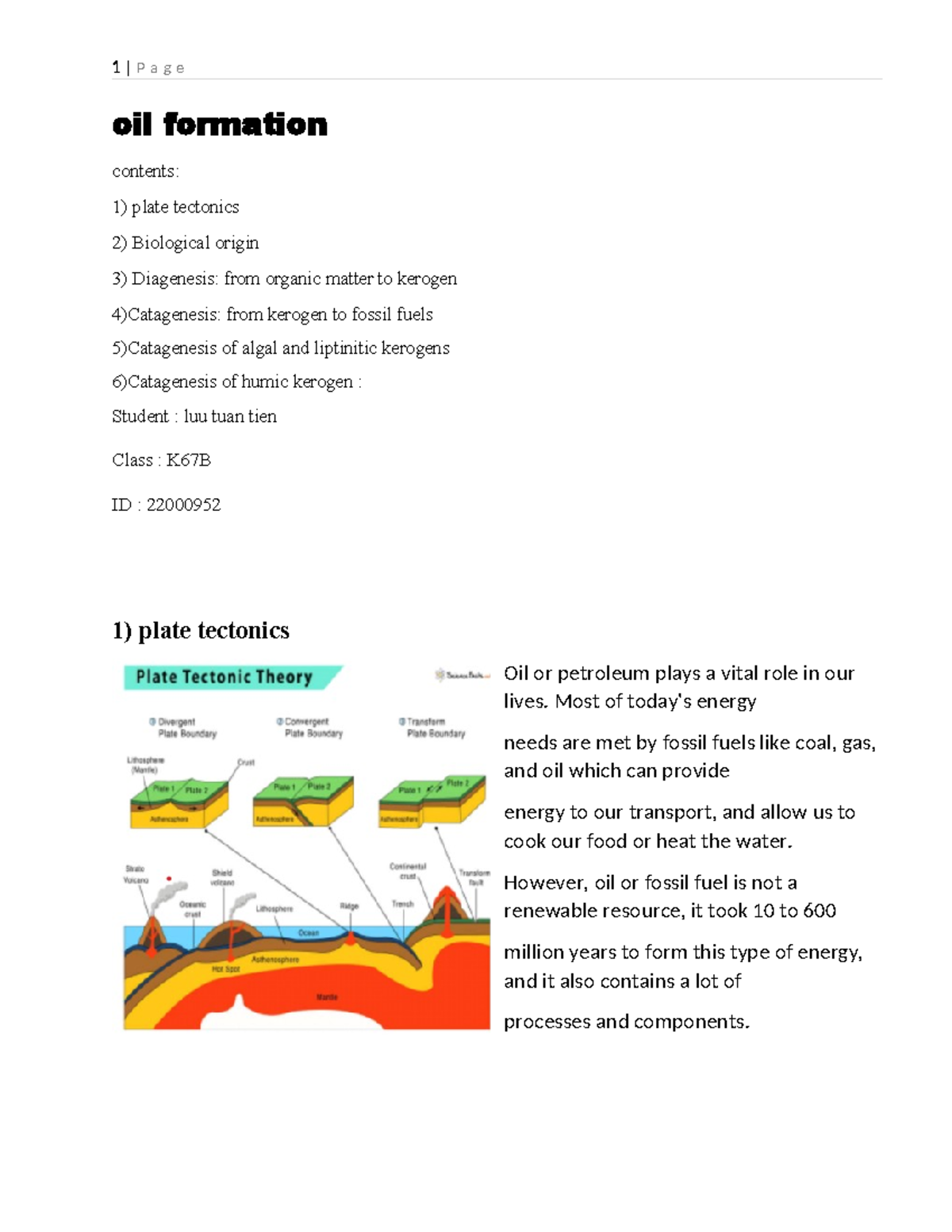 oil formation ( petrochemical ) - oil formation contents: 1) plate ...