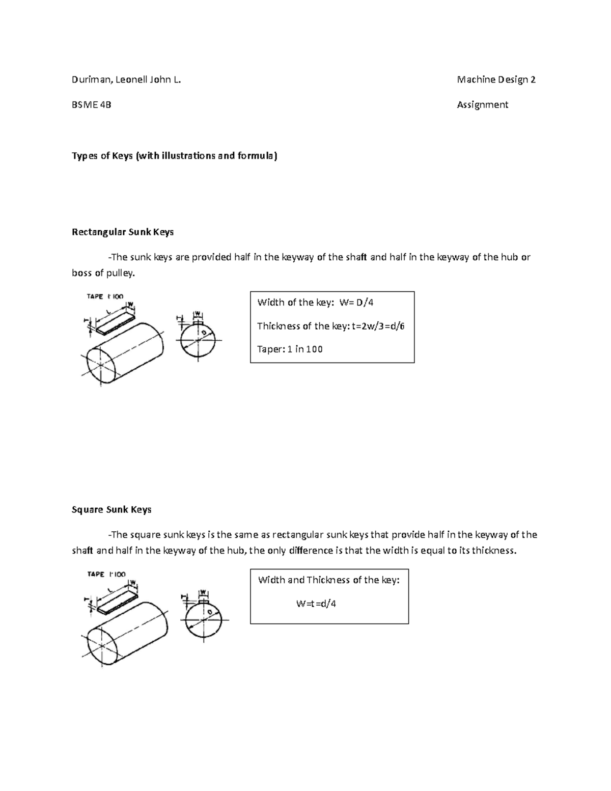 Machine-Design - ayaw - Duriman, Leonell John L. Machine Design 2 BSME 4B Assignment Types of ...