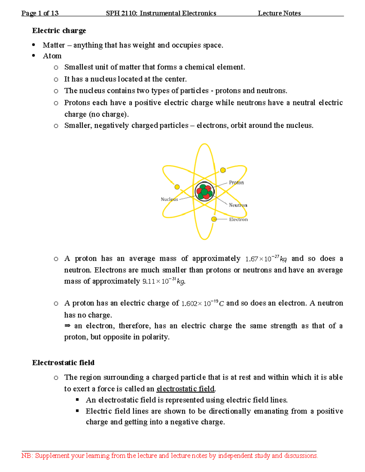 2 Basics of electricity - Electric charge Matter – anything that has ...