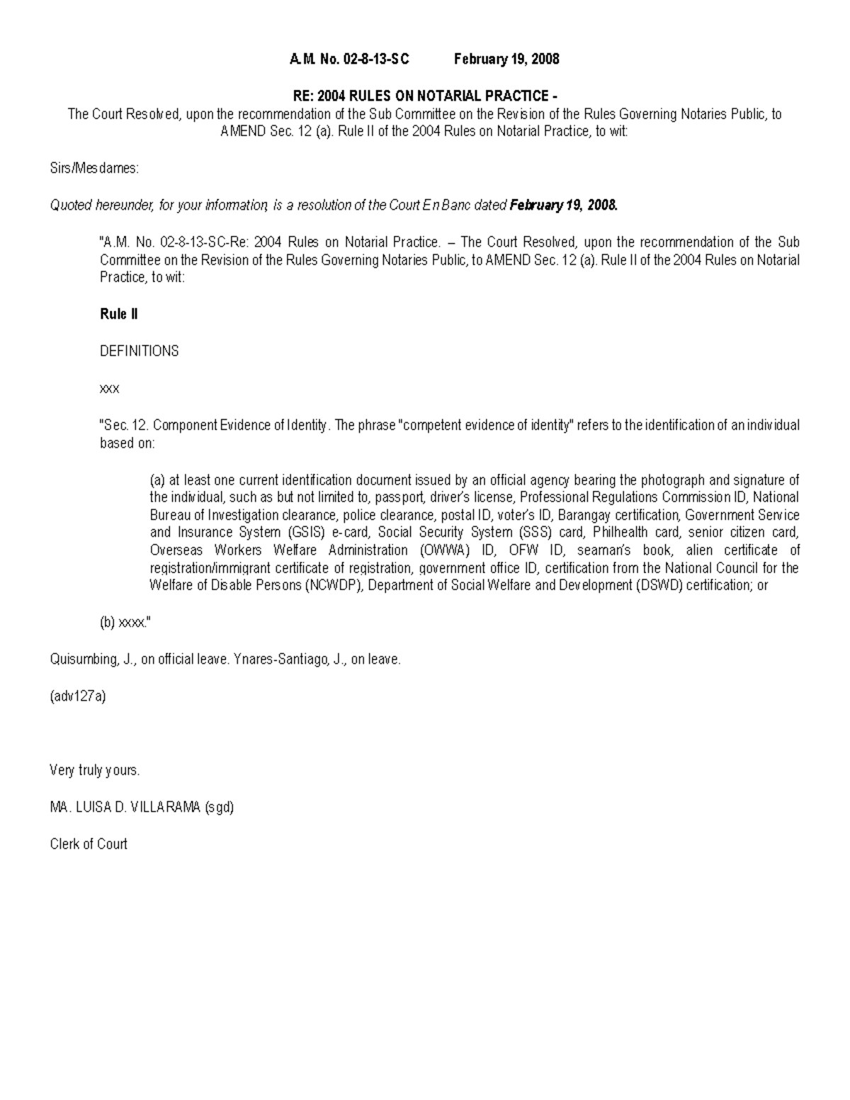 A.M. No. 02-8-13-SC Amendment to 2004 Rules on Notarial Practice - A ...
