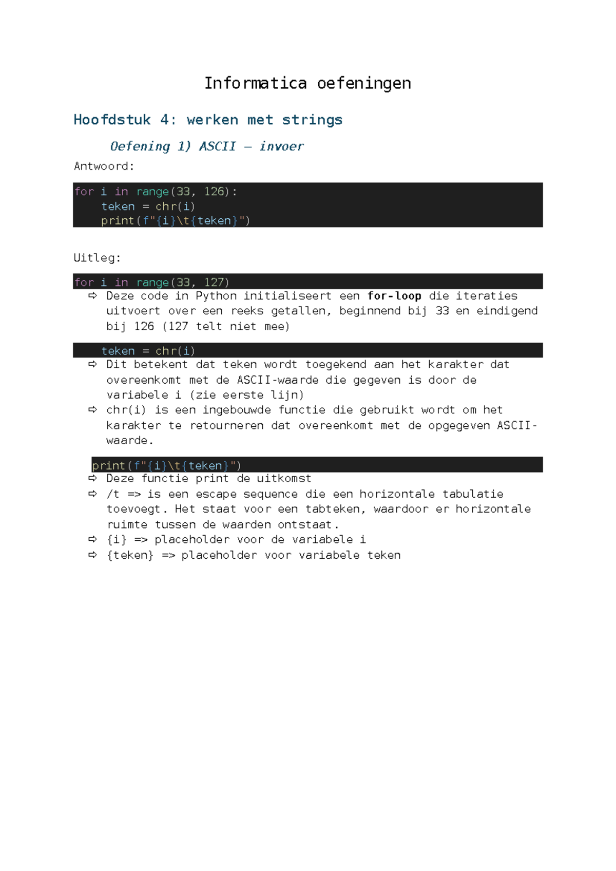 Informatica oefeningen antwoorden en uitleg - Informatica oefeningen ...