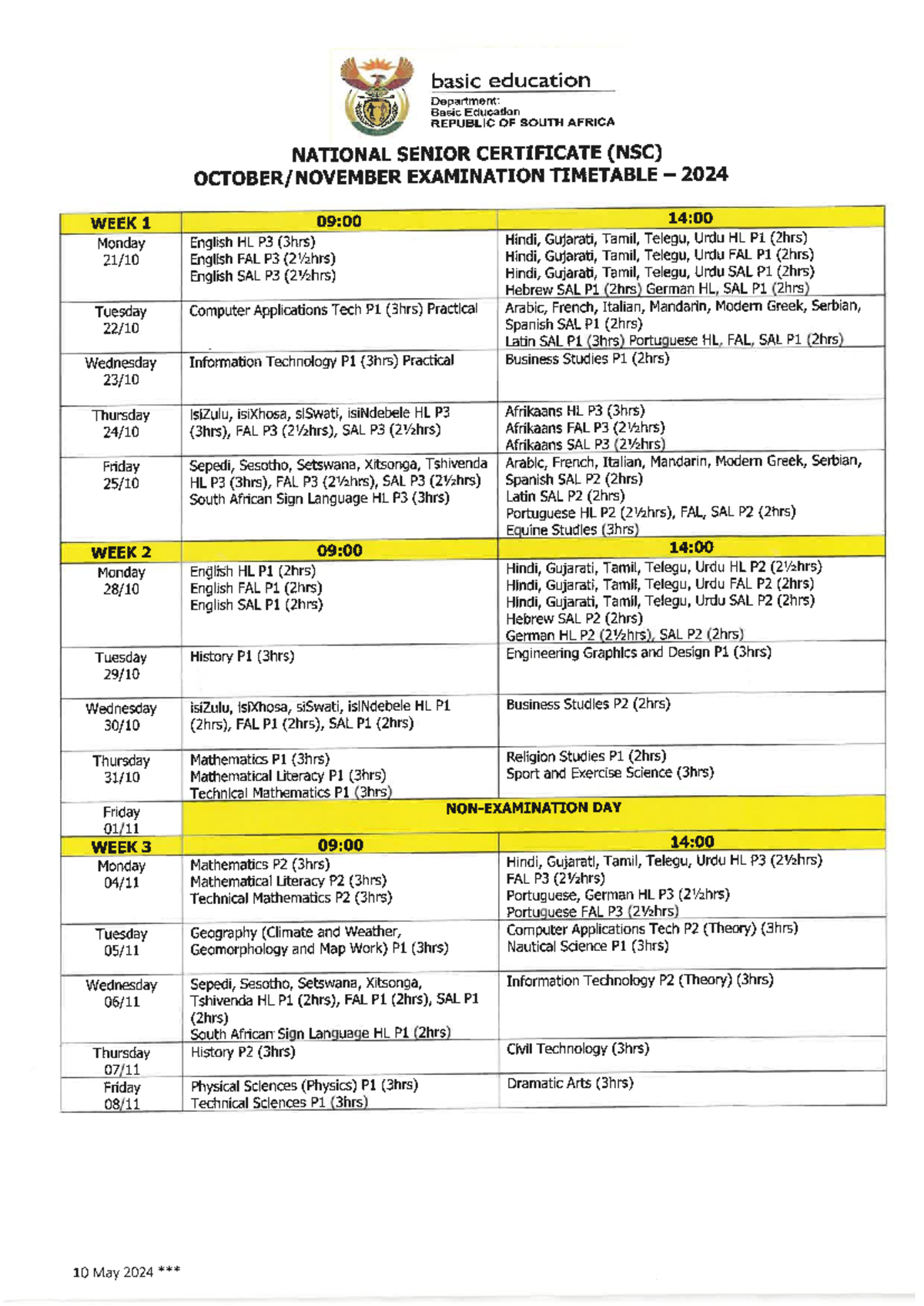 Matriek-eindeksamenrooster-2024 - Studocu