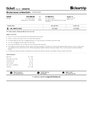 Cleartrip Flight E-Ticket - Trip ID : 15093033040 Rs. 4, Rs. 708 Rs ...
