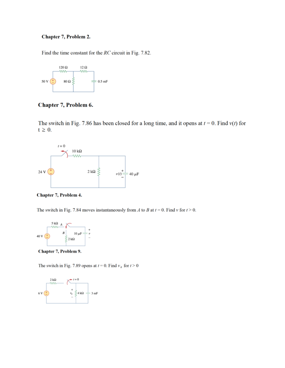Chap 7 problems - electrical circuit - ECE 221 - Studocu
