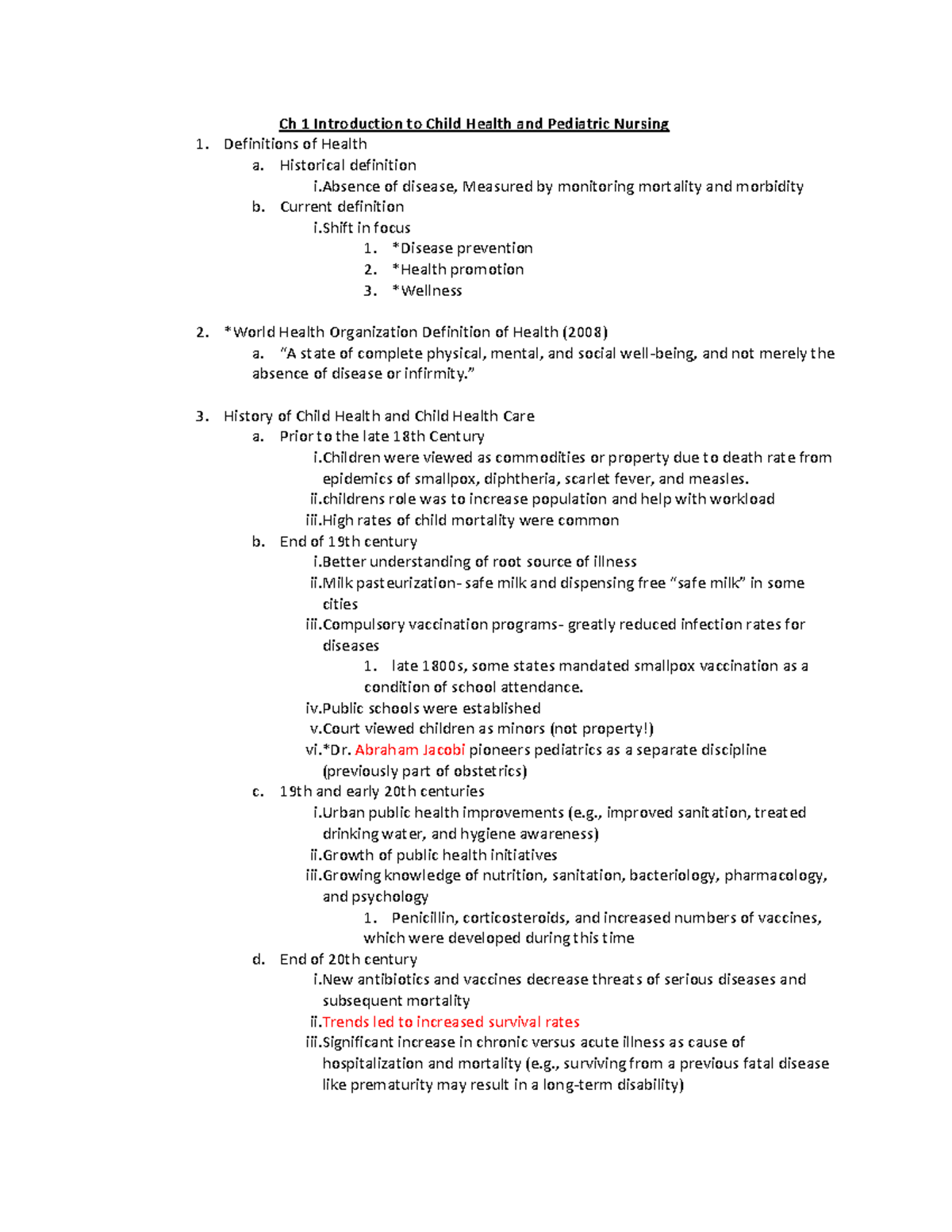 Ped unit 1 - pediatric - Ch 1 Introduction to Child Health and ...