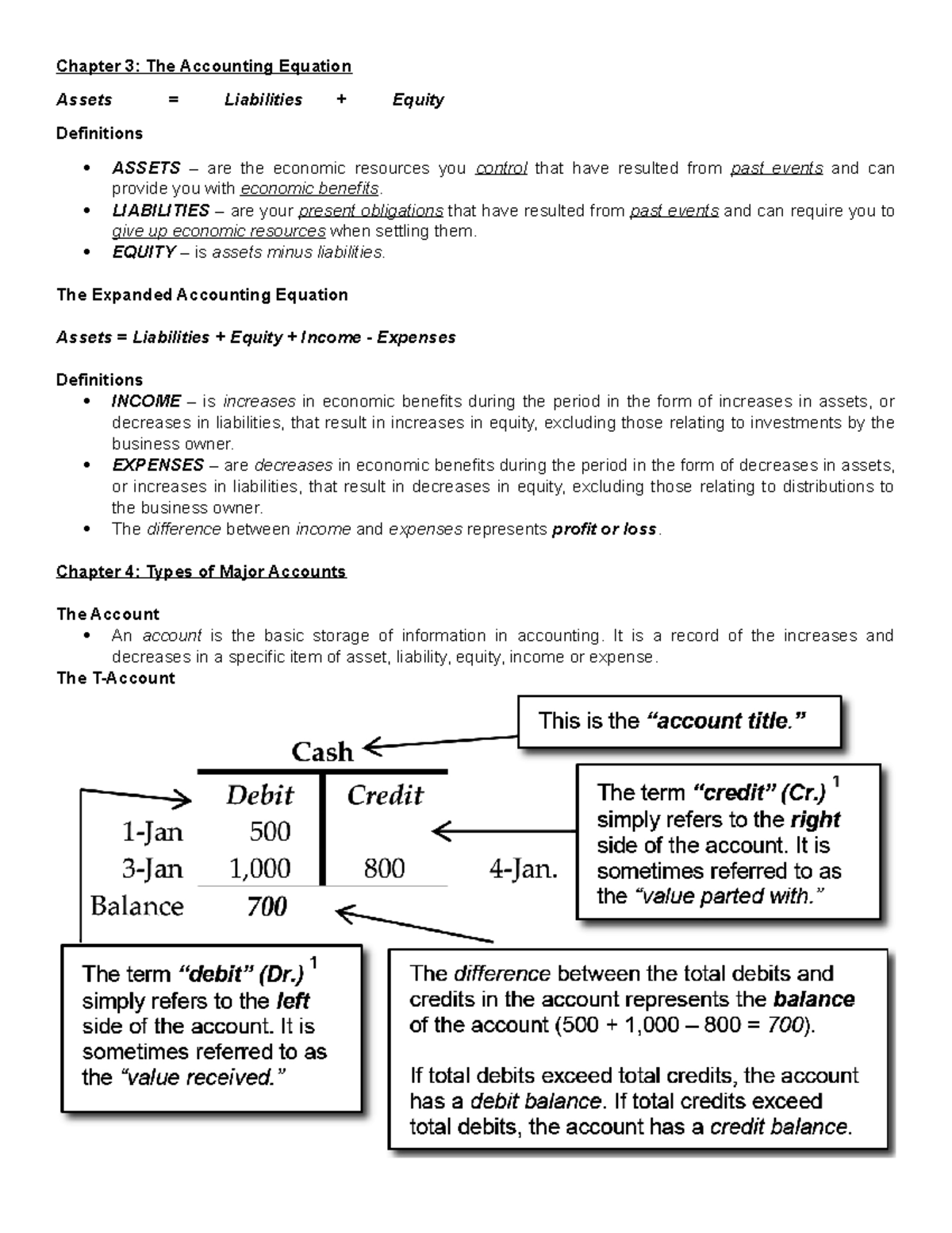 The Accounting Equation - Chapter 3: The Accounting Equation Assets ...