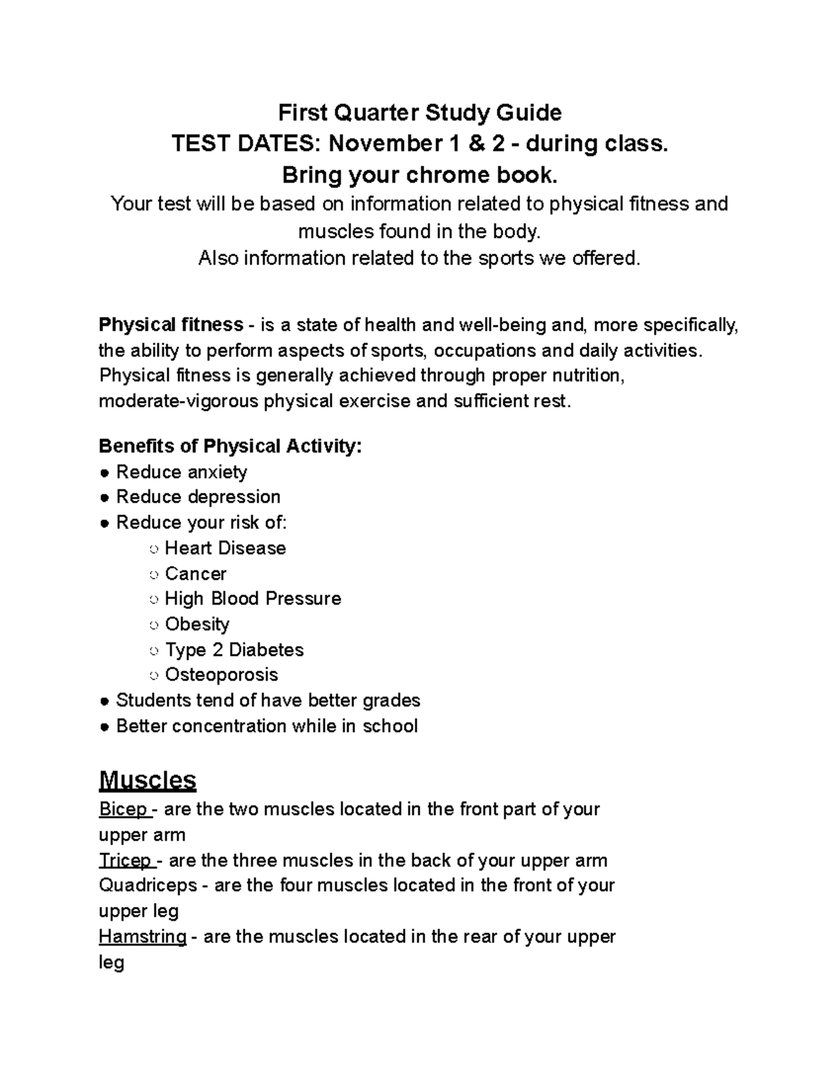 First Quarter Study Guide - 2023 1 - First Quarter Study Guide TEST ...