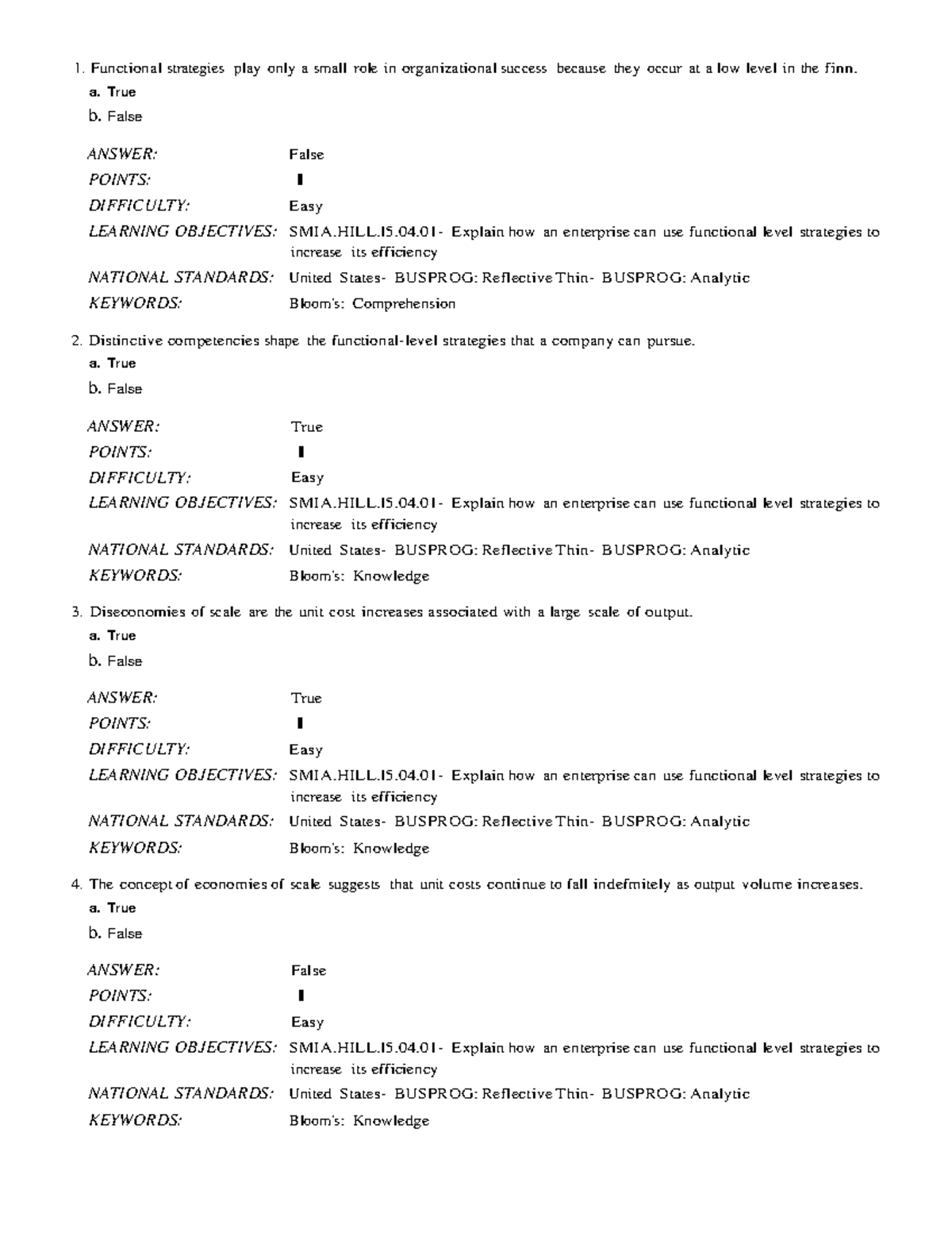 Exploring Strategy MCQ - Functional strategies play only a small role ...