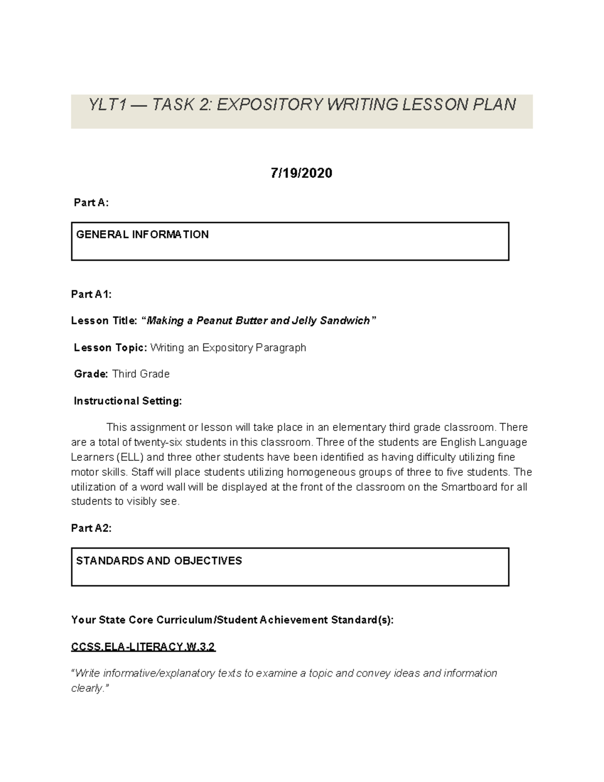C365 Language Arts Instruction and Intervention - YLT1 — TASK 2 ...