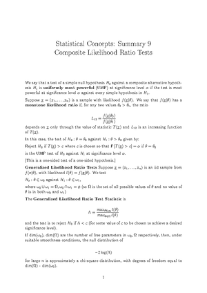 Formulasheet - Statistical Inference 2 Formula Sheet Standard ...