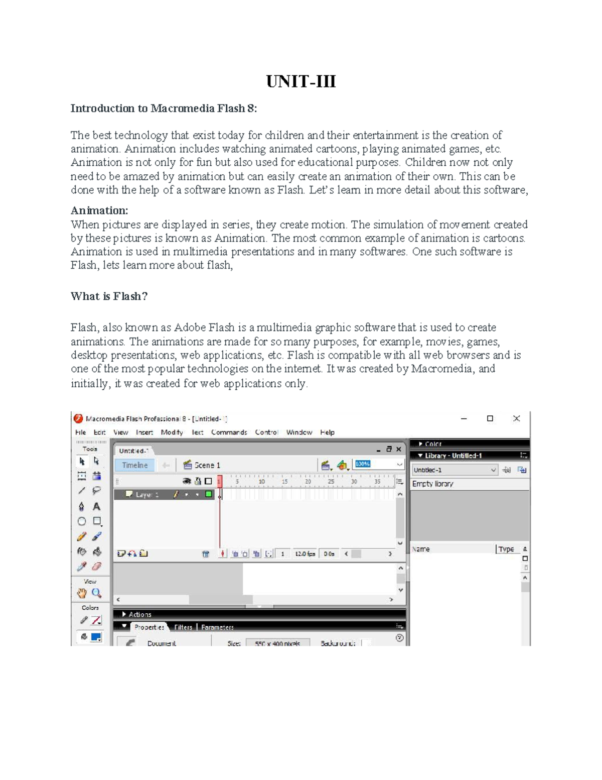UNIT III - multimedia - UNIT-III Introduction to Macromedia Flash 8 ...