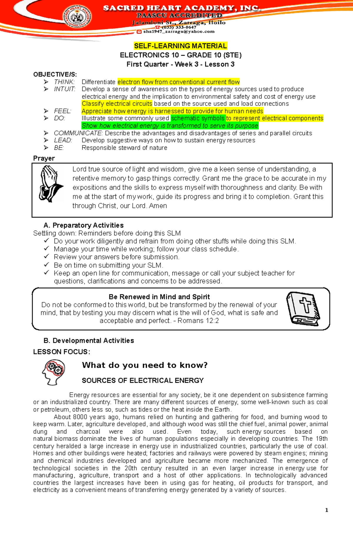 Solinap - Lesson 3 - Electronics 10 (STE) - SELF-LEARNING MATERIAL ...