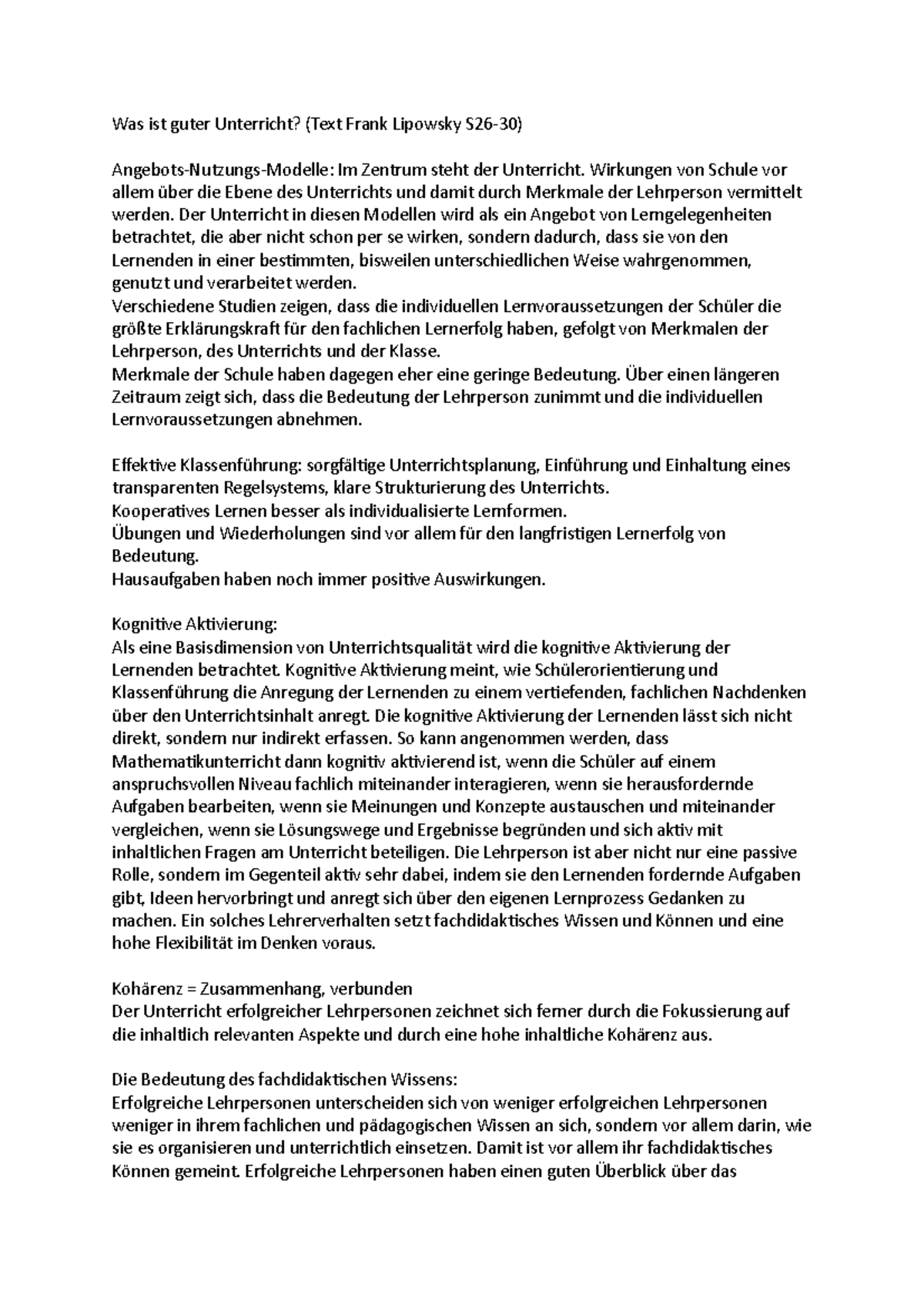 Was ist guter Unterricht Frank Lipowsky - Was ist guter Unterricht ...