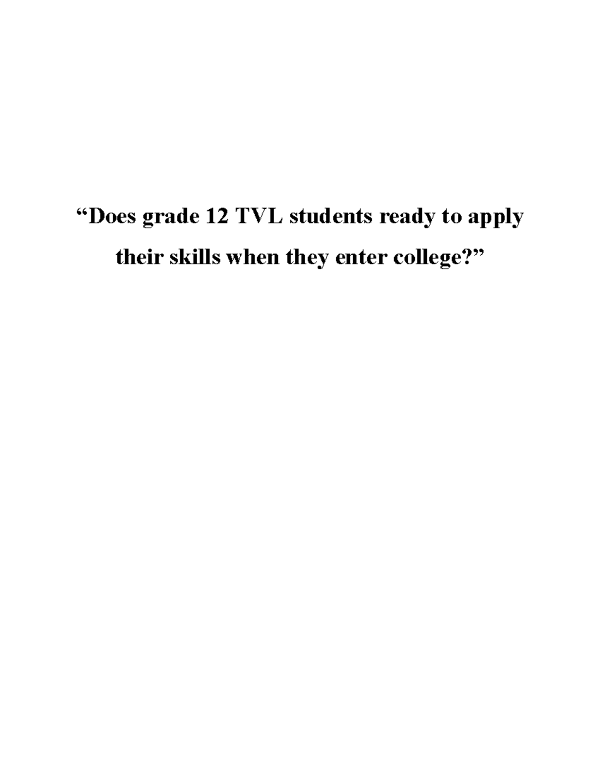 Chapter 1 for III - “Does grade 12 TVL students ready to apply their ...