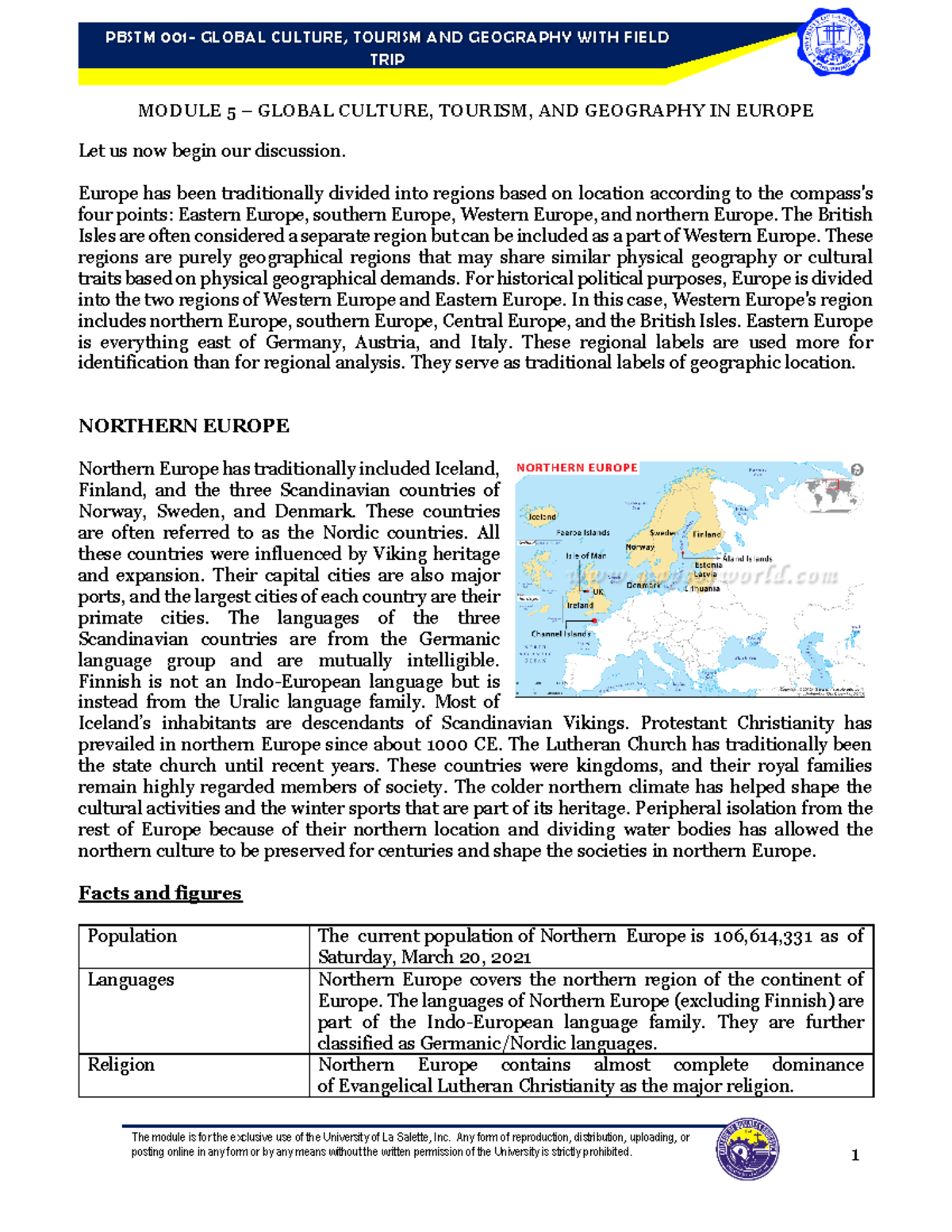 Module 5 – Global Culture, Tourism, AND Geography IN Europe - The ...
