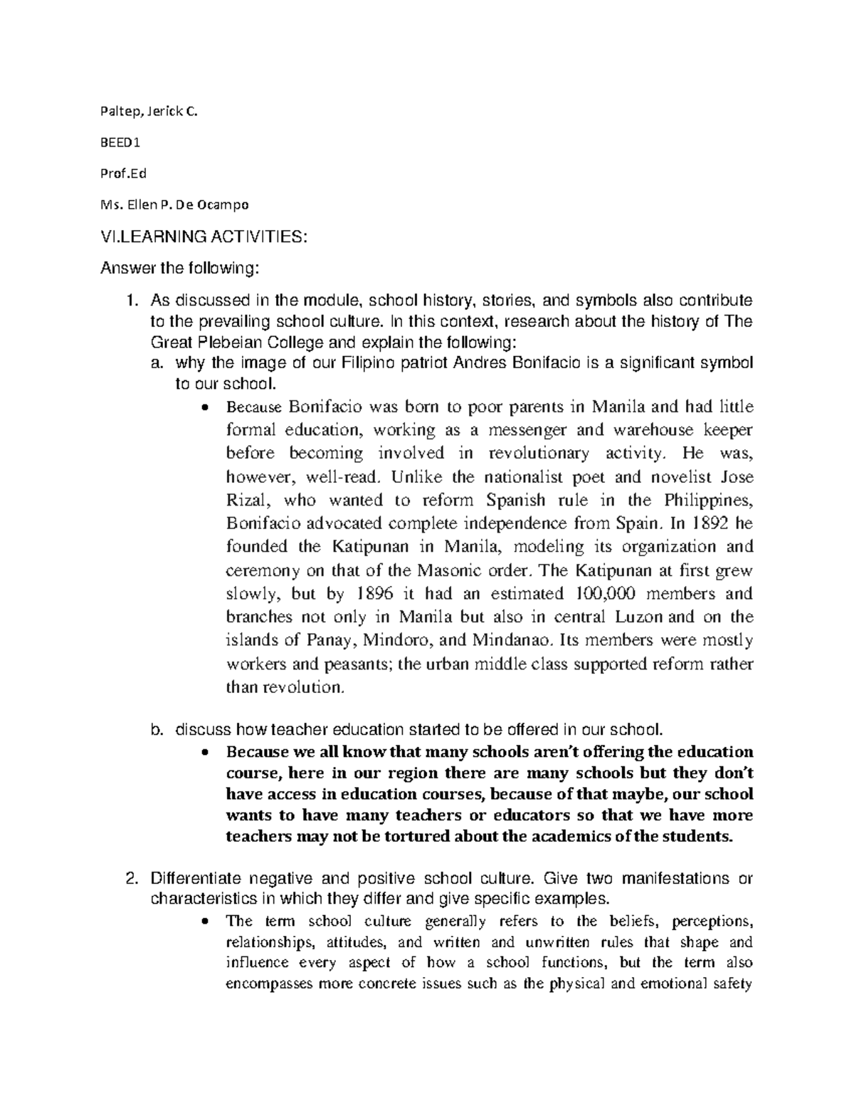 Profed 3 - for first year helpful and this is also answer in the given ...