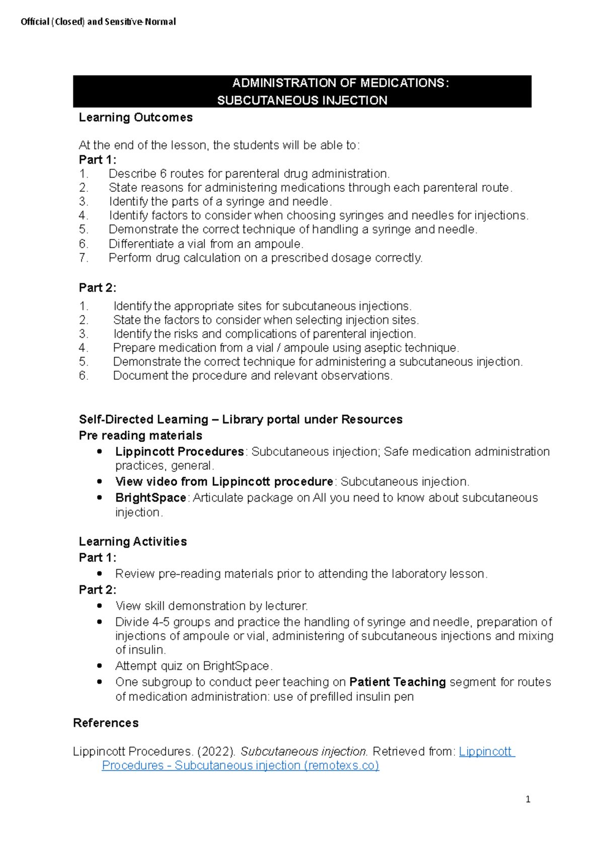 2 4. Subcutaenous injection (Single vial) 2023S1 - ADMINISTRATION OF ...