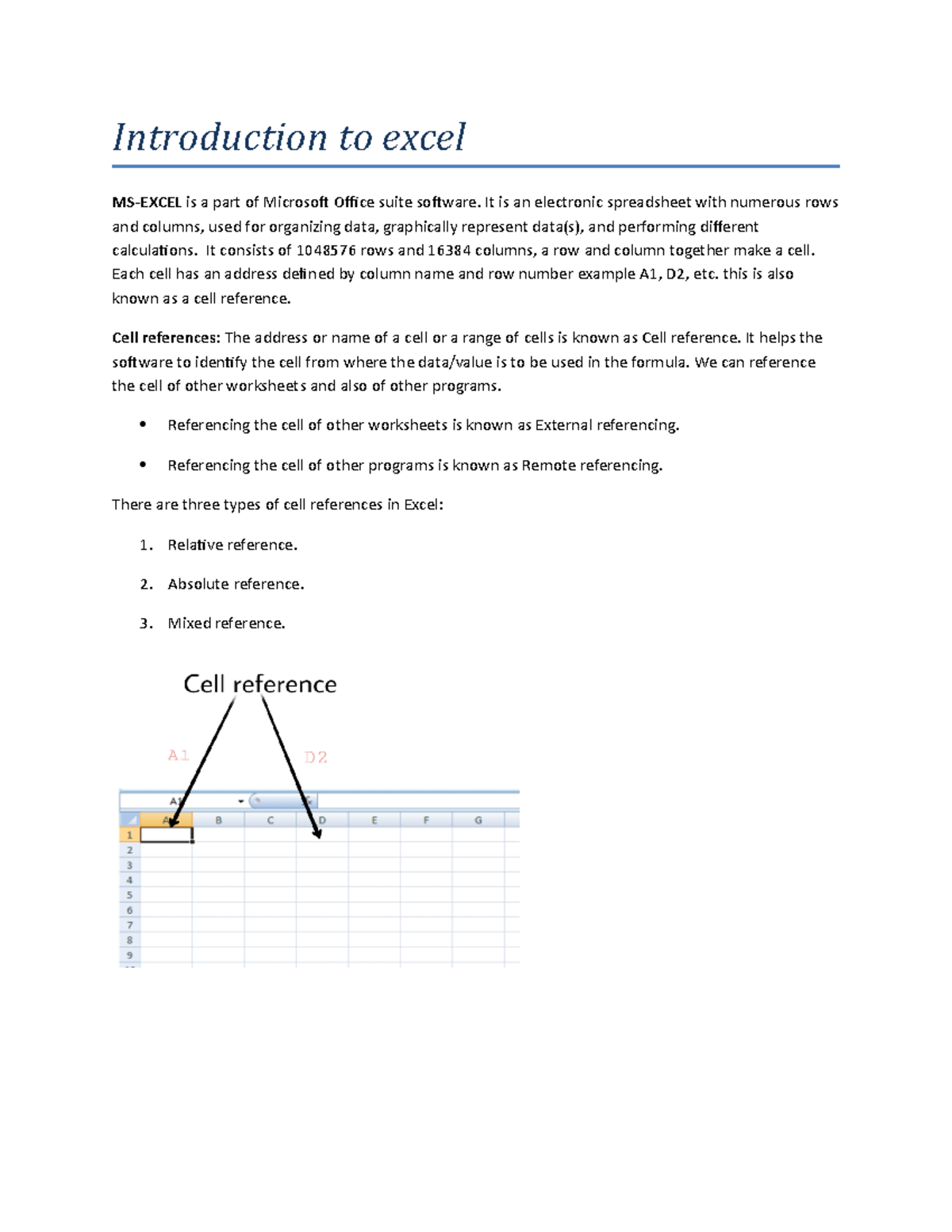 Introduction to excel - Introduction to excel MS-EXCEL is a part of ...