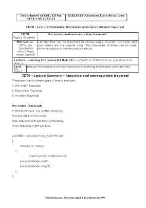 CDT4 BSM Summary - Notes for ADS - Prepared by: Sridhara B, Dept of CSE ...